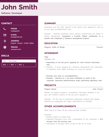 Free Resume builder for Freshers!